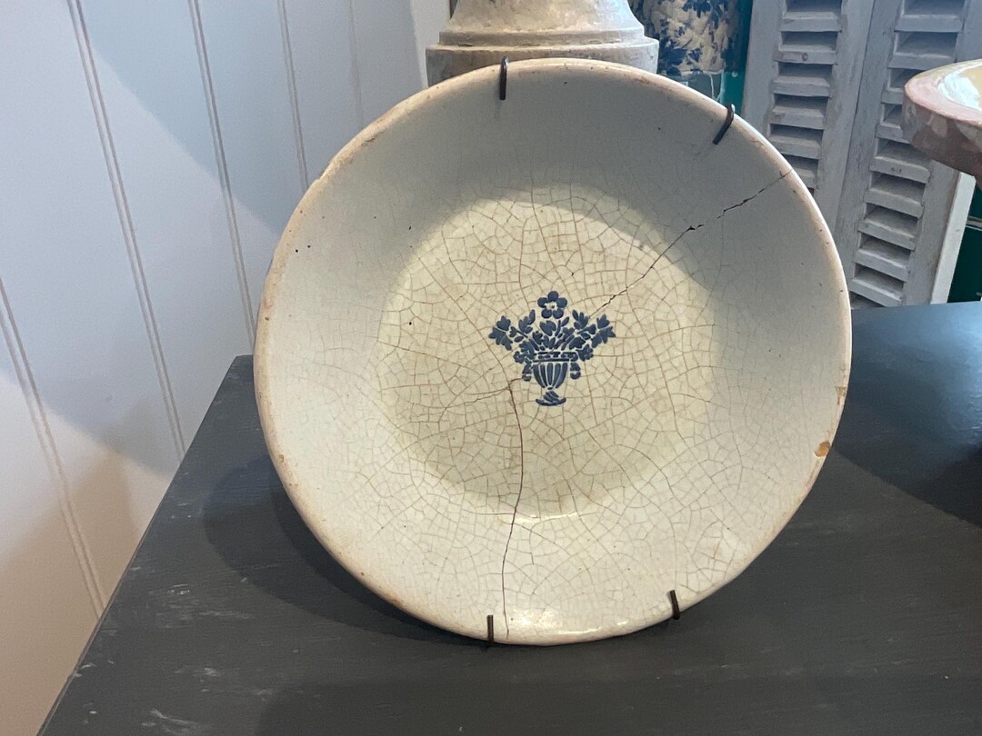 Antique French Plate: Blue Floral Pottery, Provençal Decor - Etsy