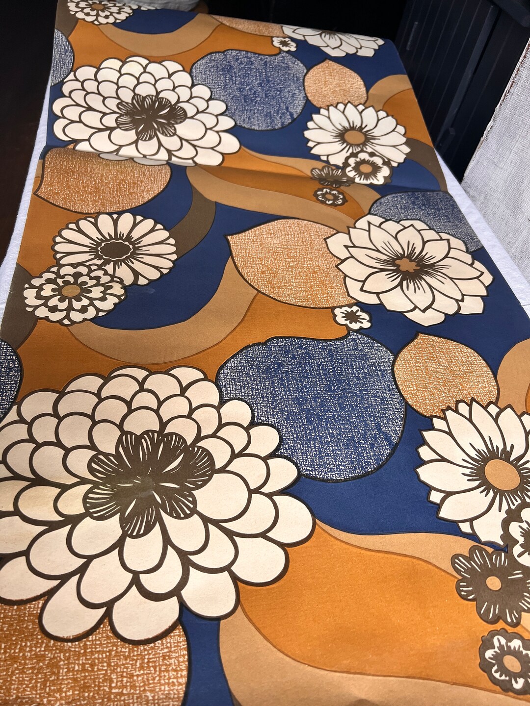 Vintage Wallpaper Yellow & Blue Mid Century Feature Wall, Modernist ...