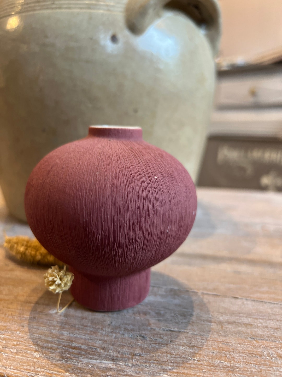 Single Stem Red Vase. Mini Pottery Vessel for Posies. Scandi Design ...