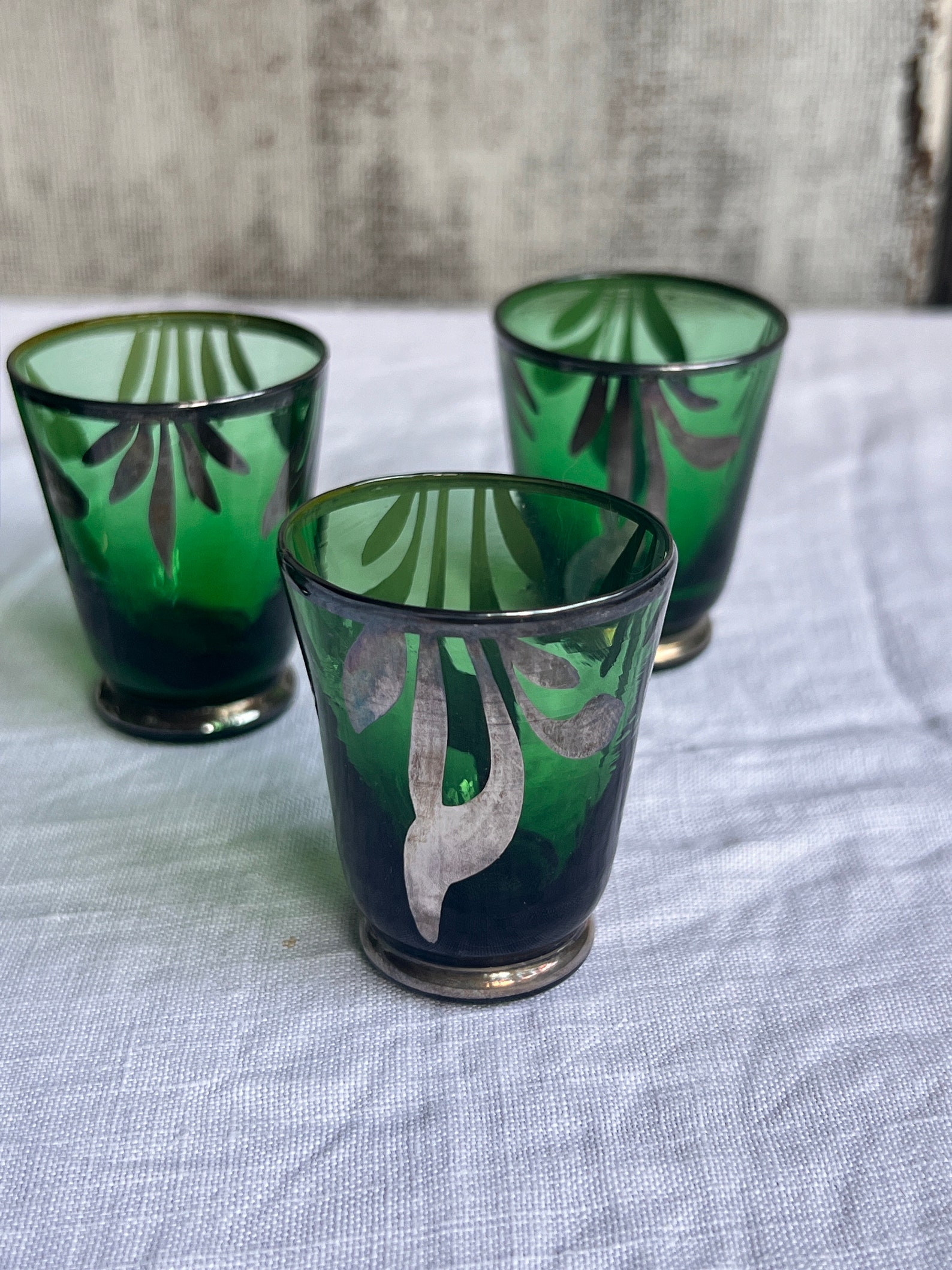 Vintage French Glasses, Green Shot Glass 1920s Christmas Table & Dinner ...