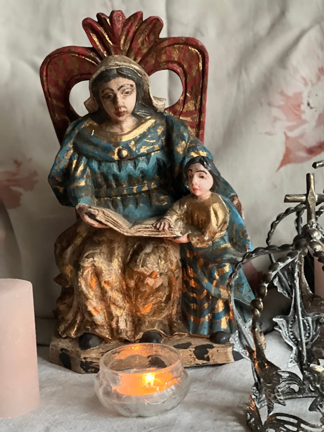 Vintage Rococo Statue, Santana Sculpture. Baroque Portuguese Arte Sacra ...