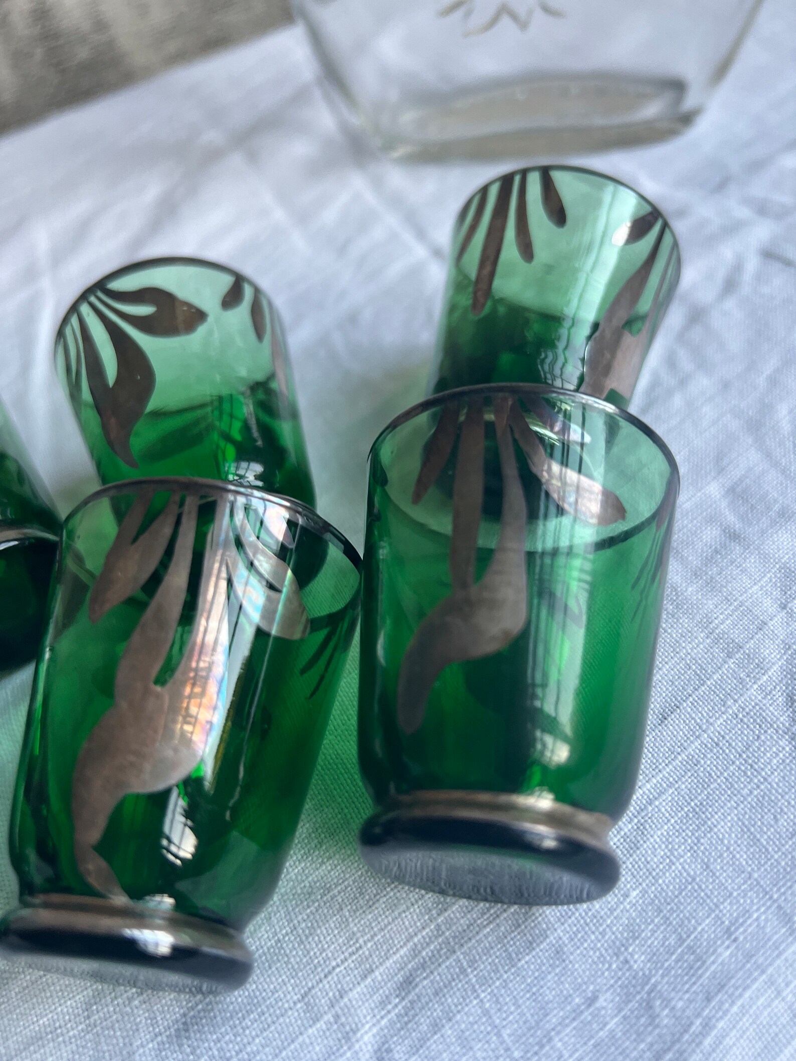 Vintage French Glasses, Green Shot Glass 1920s Christmas Table & Dinner ...