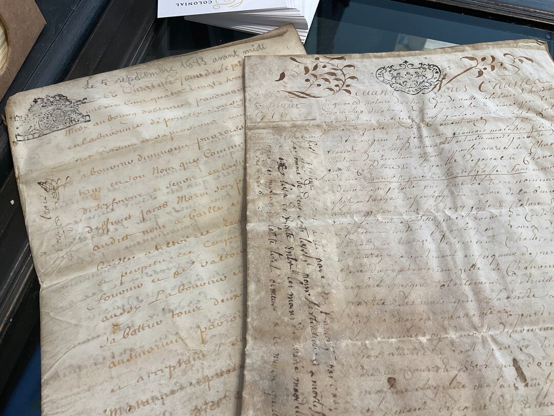 Antique Vellum Documents, Pre Revolutionary France Papers 1683 & 1744 ...