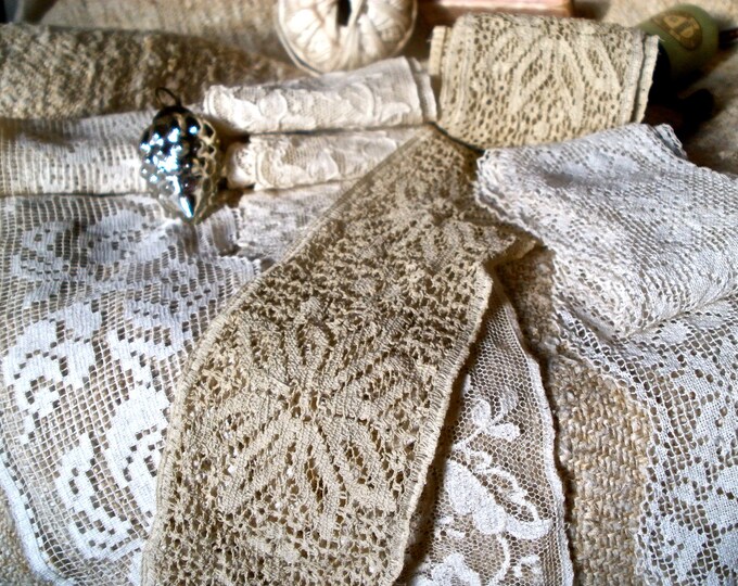 Wonderful Collection of Lace Four Long Lengths of Fillet Lace - Etsy