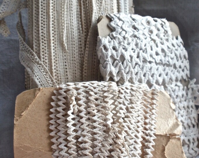 Antique French Timmings Ric Rac off White and Tea Stained - Etsy