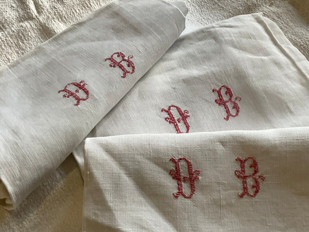 Antique Linen Monogrammed DB Serviette: French Farmhouse Decor - Etsy
