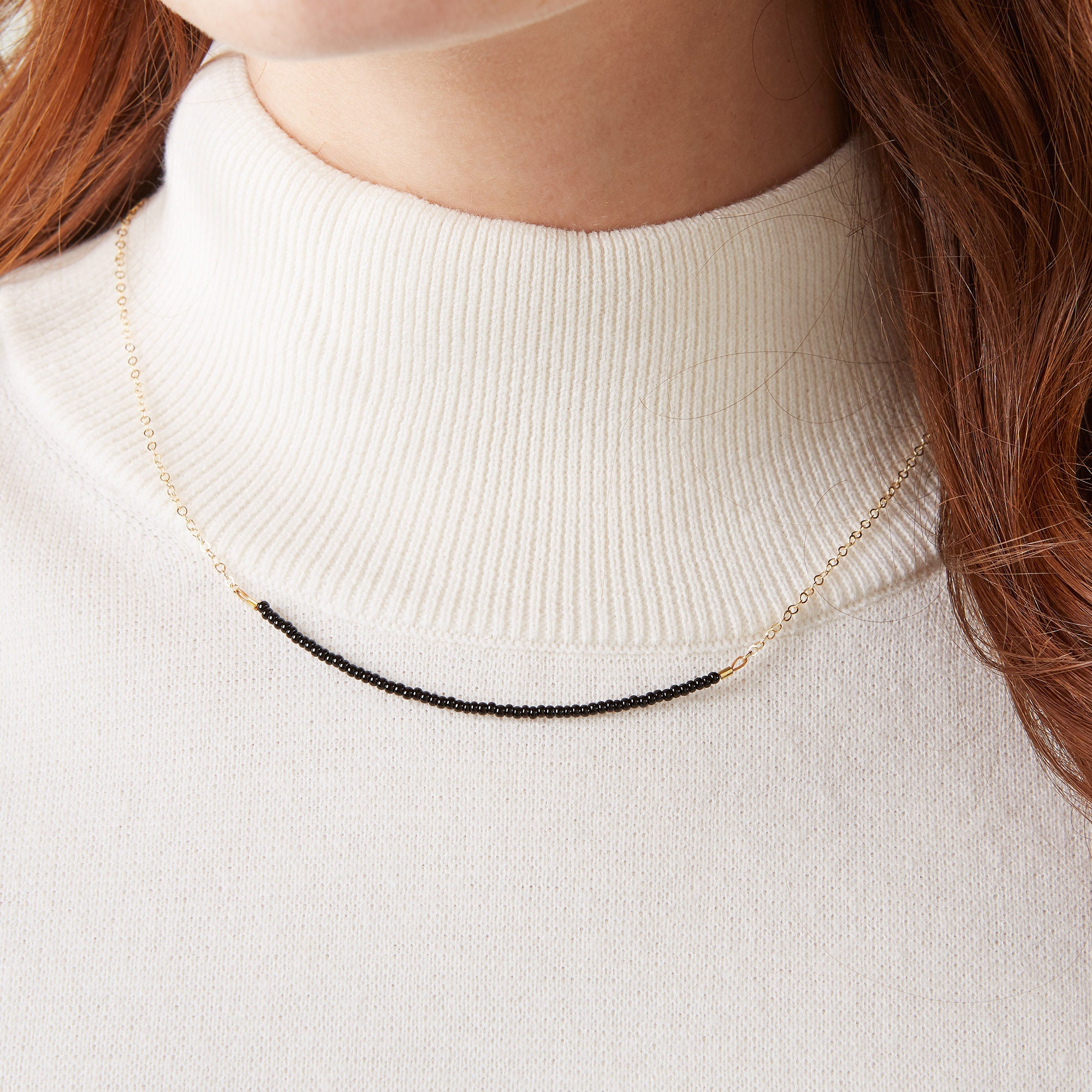 Short Black Gold Filled Necklace | Simple Short Gold Chain | Delicate ...