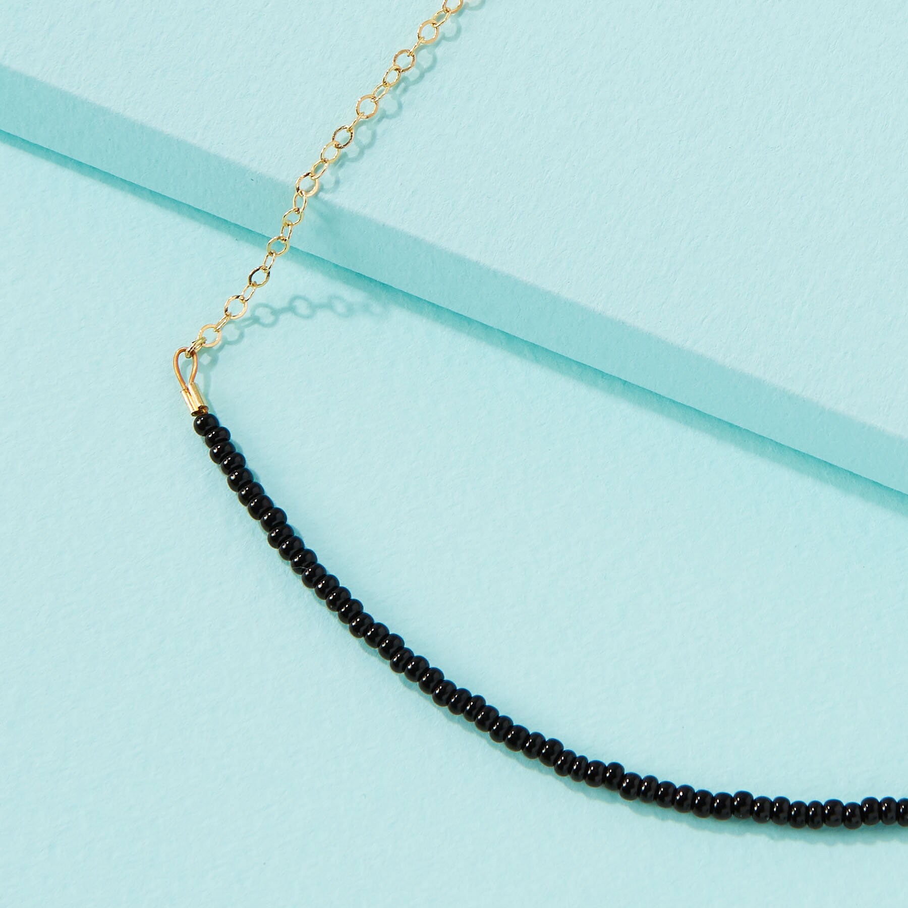 Short Black Gold Filled Necklace | Simple Short Gold Chain | Delicate ...