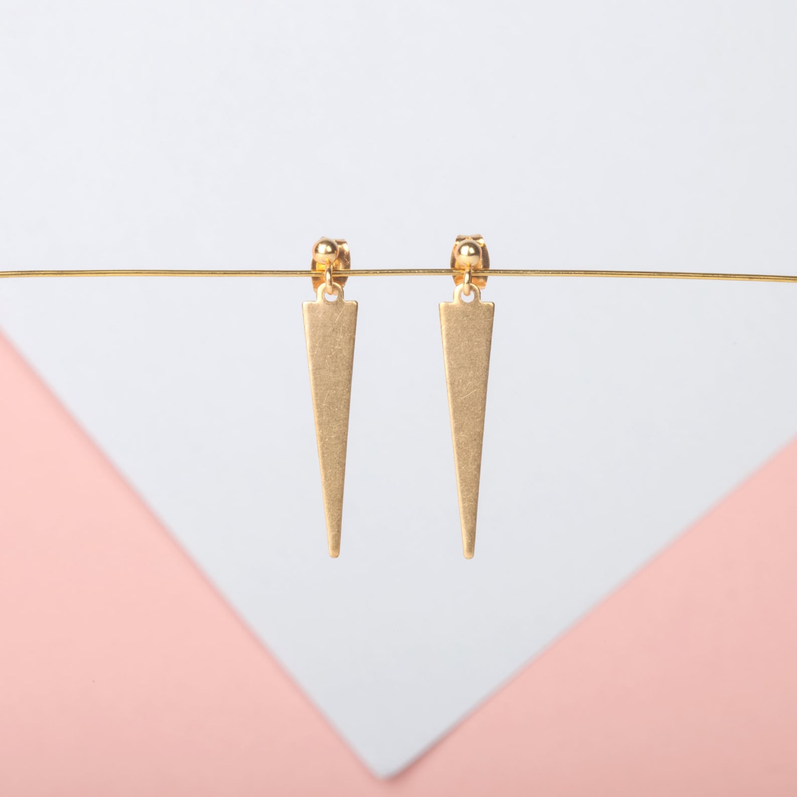 Minimalist Gold Earrings Gold Triangle Earrings Geometric - Etsy