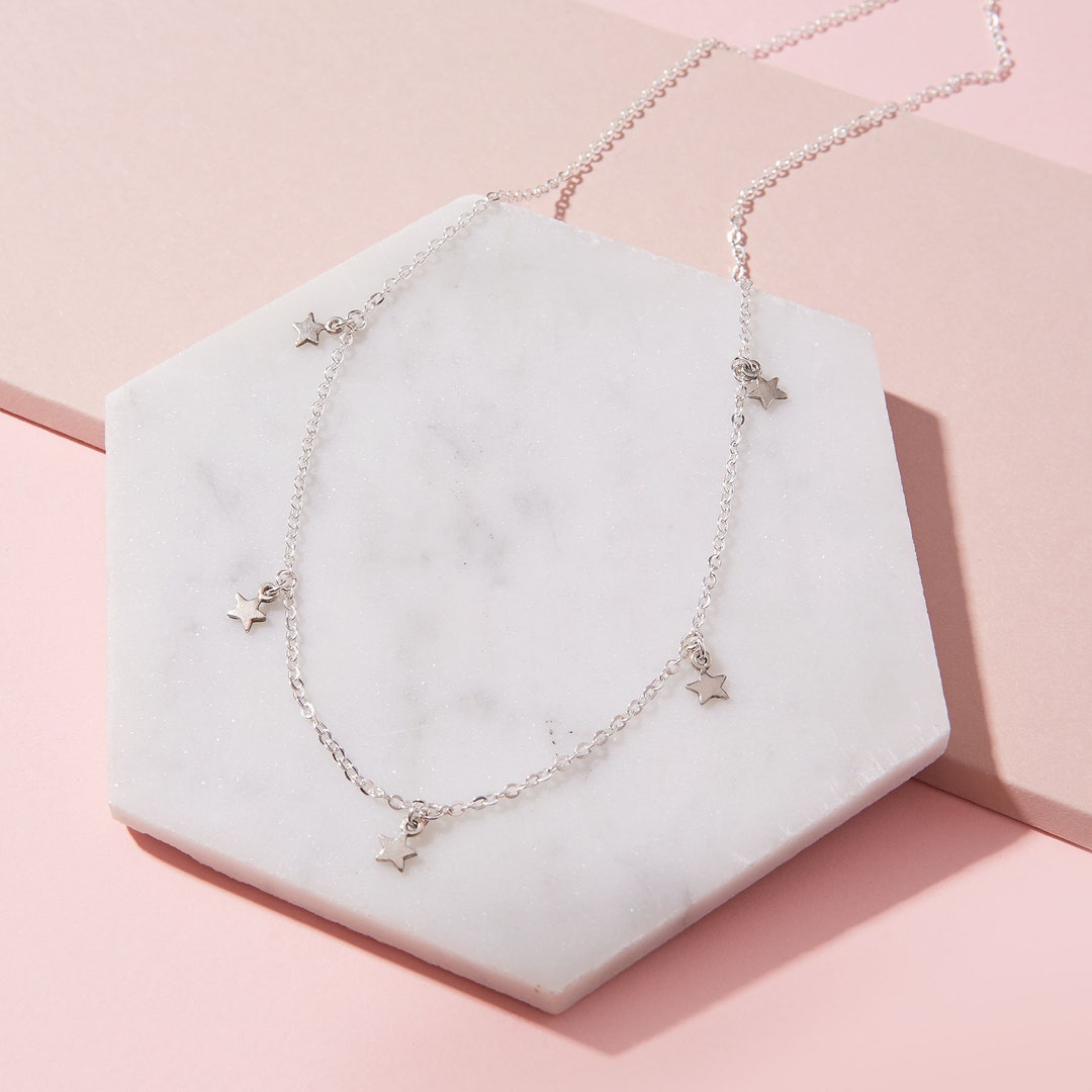 Sterling Silver Star Necklace | Short Silver Necklace | Silver Star ...