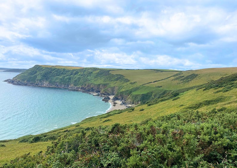 Printable Cornwall Coast | Lantic Bay | Coastal Landscape | Cornwall ...