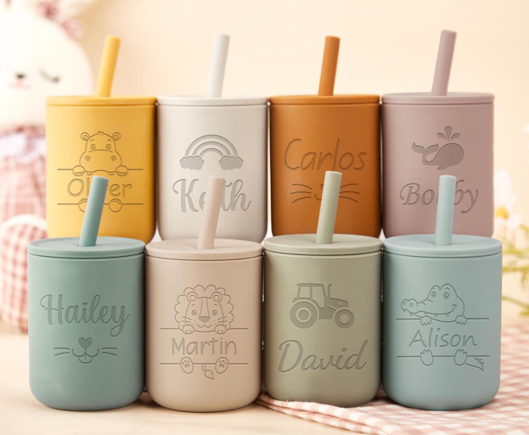 Silicone Cup Personalized, Custom Silicone Cup With Straw, Engraved ...