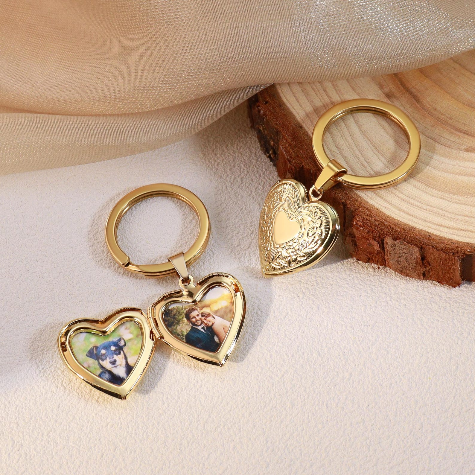 Custom Heart Photo Locket Keychain,custom Engraving Locket Keychain ...