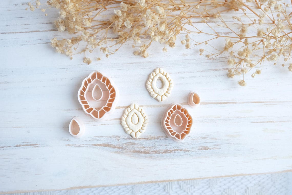 Abstract Moroccan Boho Floral Polymer Clay Earring Cutter STL ...