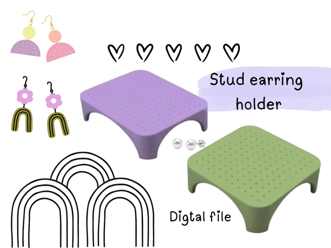 Stud Earring Holder Stand UV Resin Coating– Minimalist Earring ...