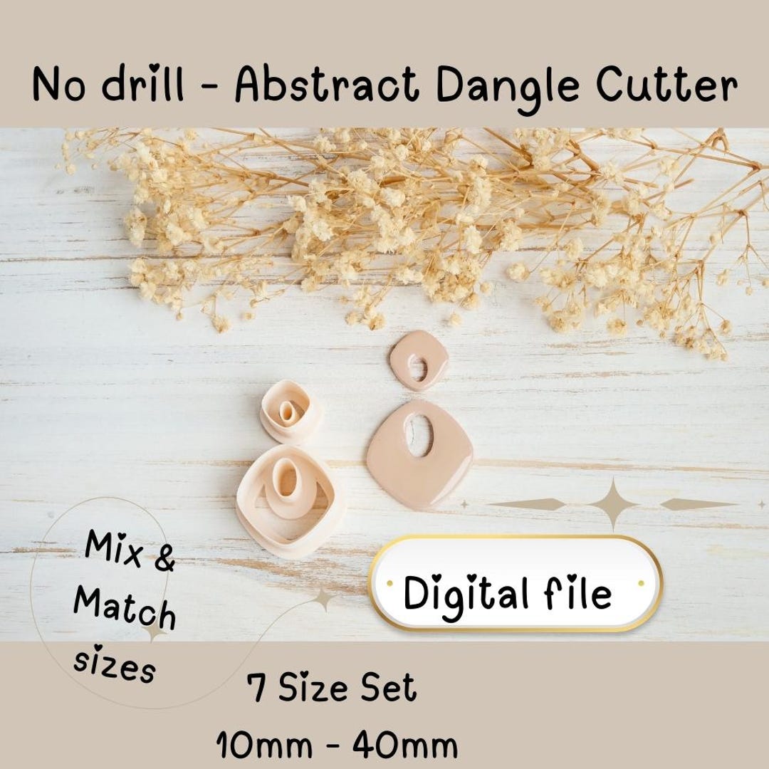 Abstract Dangle No Drill Polymer Clay Cutter STL Set | Hollow Dangle ...