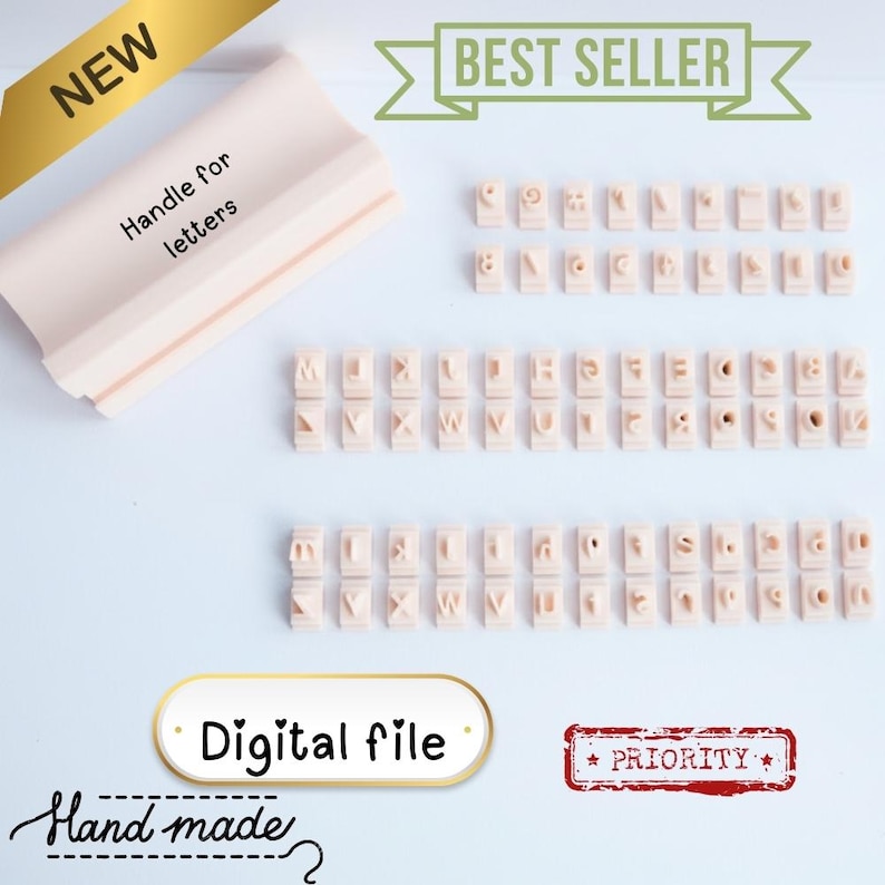 Alphabet Stamp Set STL | 6mm Clay Letter Stamps With Handle | Uppercase ...