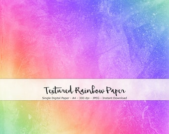 Rainbow Watercolor Digital Paper 12x12, Bright Ombre Backgrounds ...