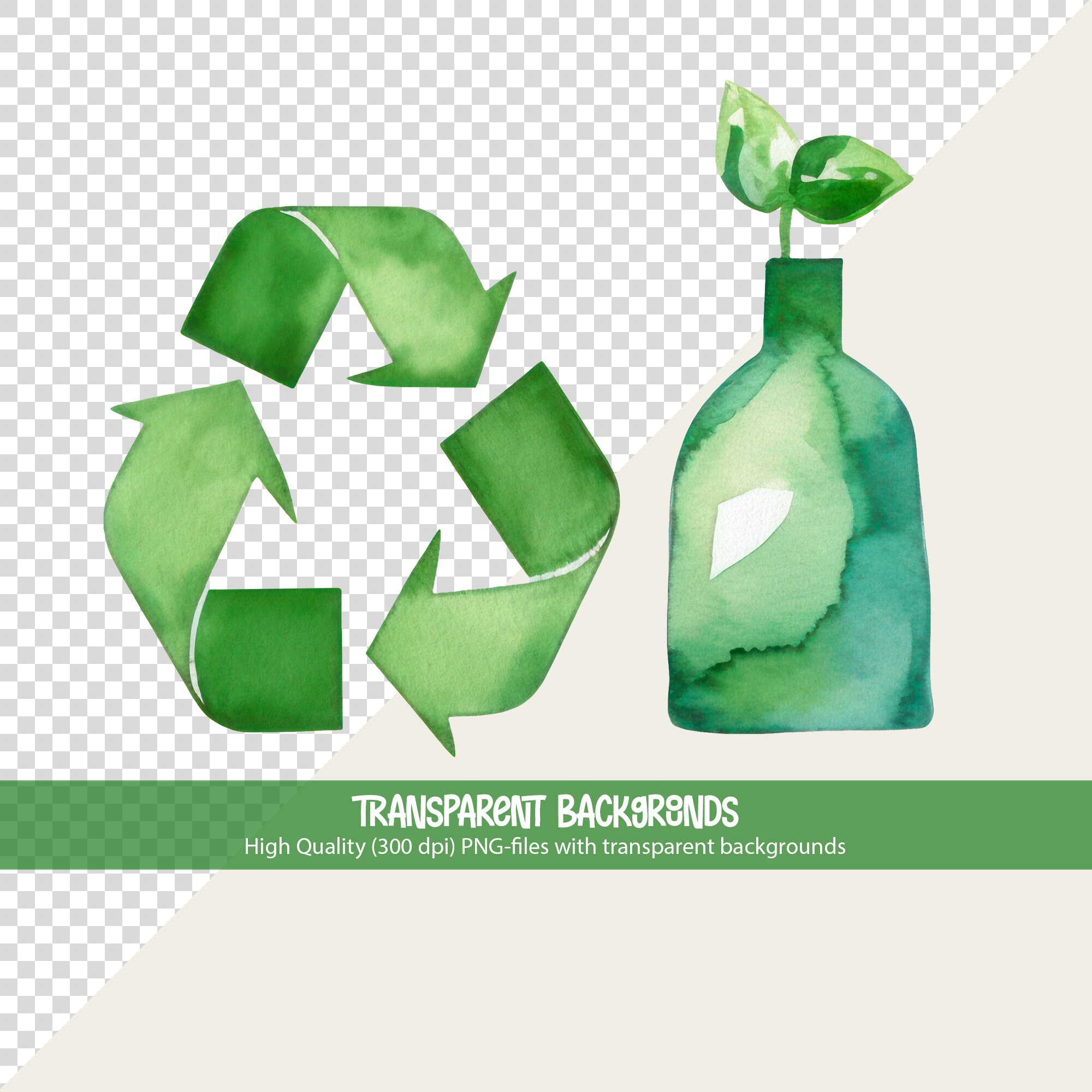 Watercolor Recycling Clipart - Earth Day - Instant Download - Eco ...
