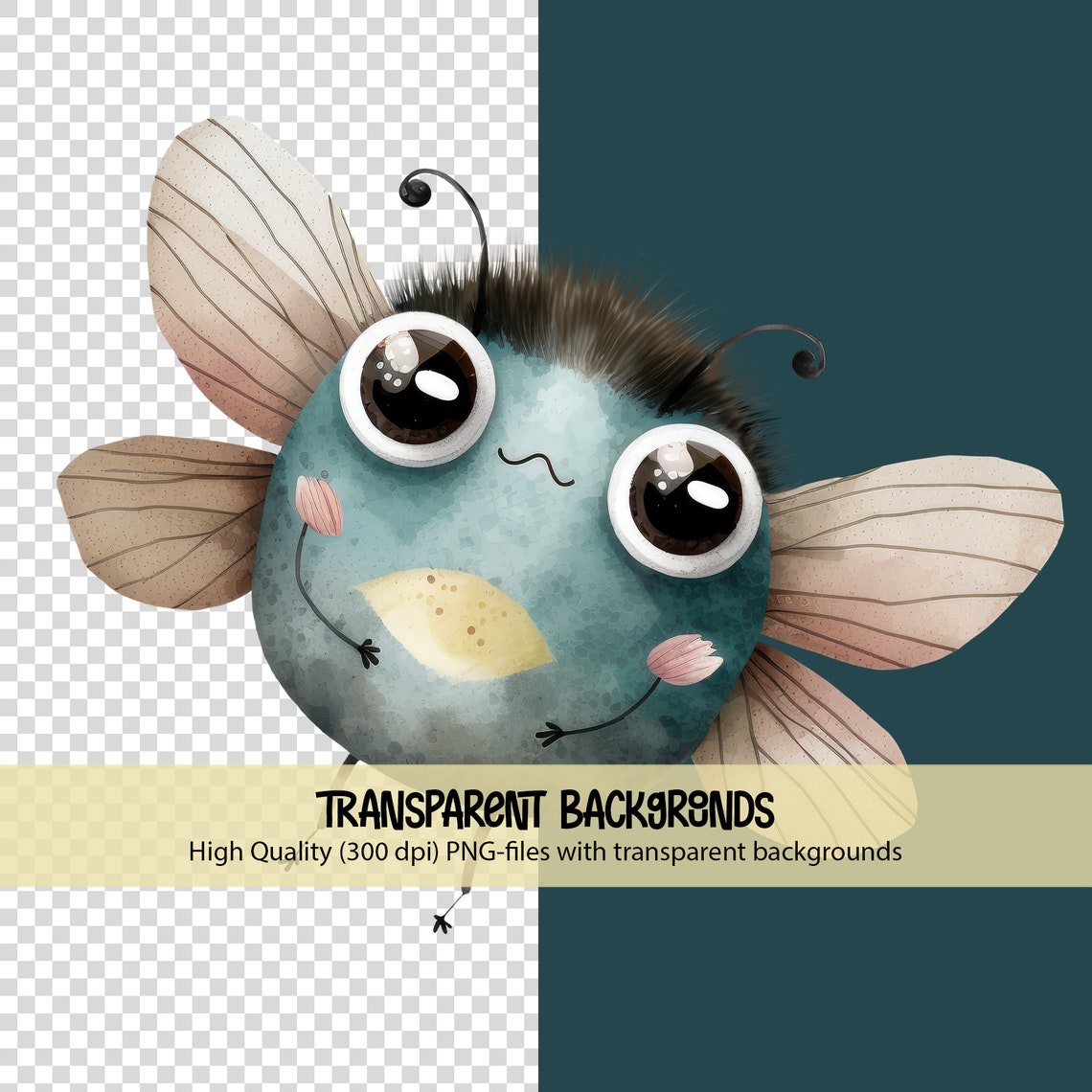 Cute Kawaii Housefly Clipart Set Digital and Printable 11 PNG Clip Art ...