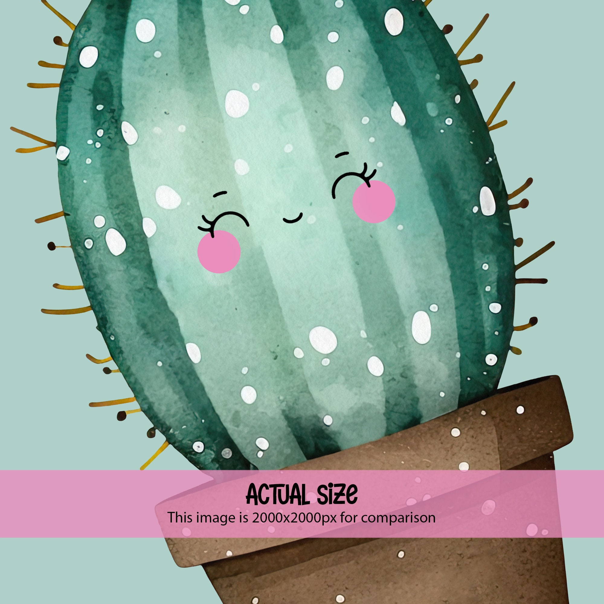 Cute Kawaii Cactus Clip Art - 14 High-quality PNG Files, Cactus Graphic ...