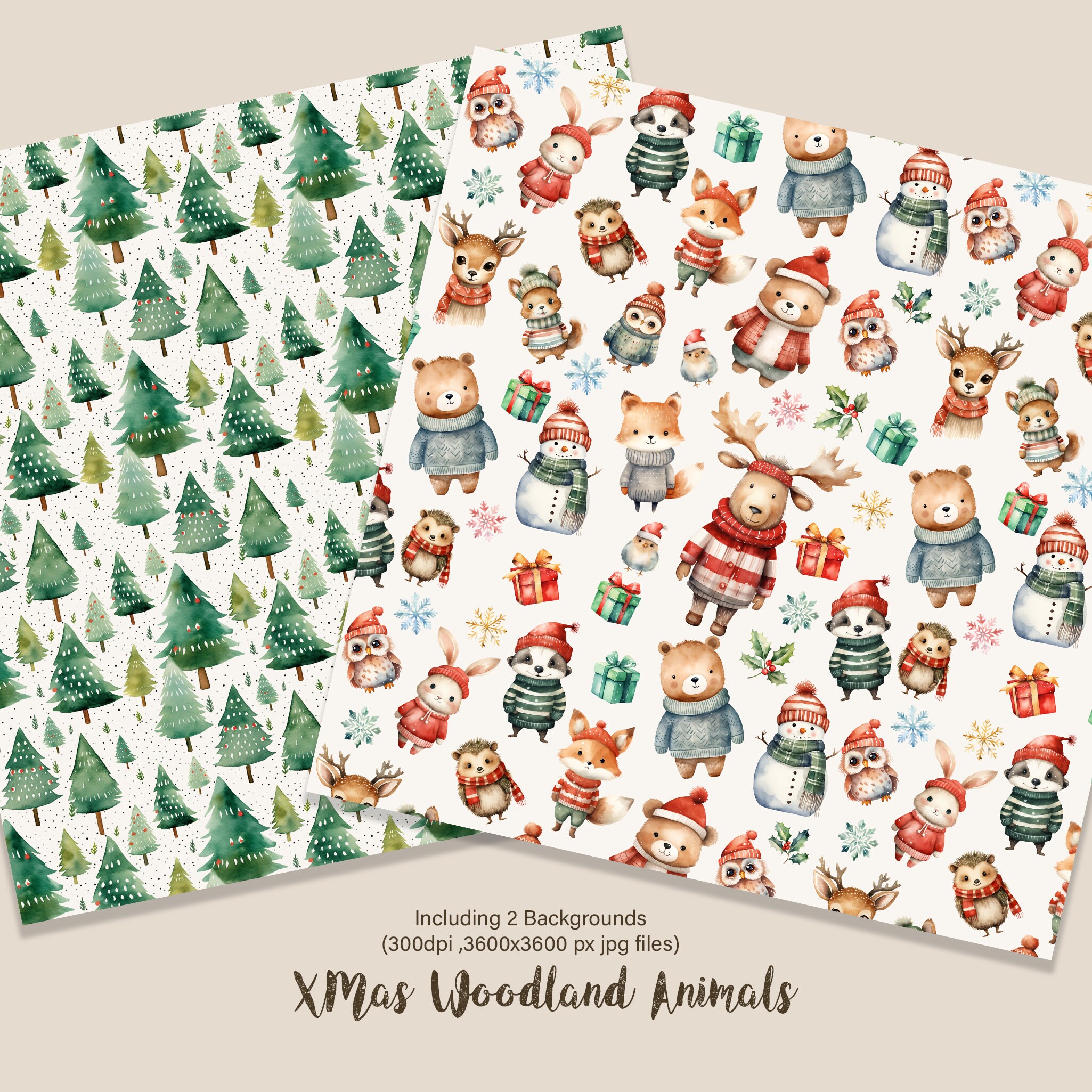Woodland Christmas Clipart Cute Forest Animal Transparent Png Instant ...
