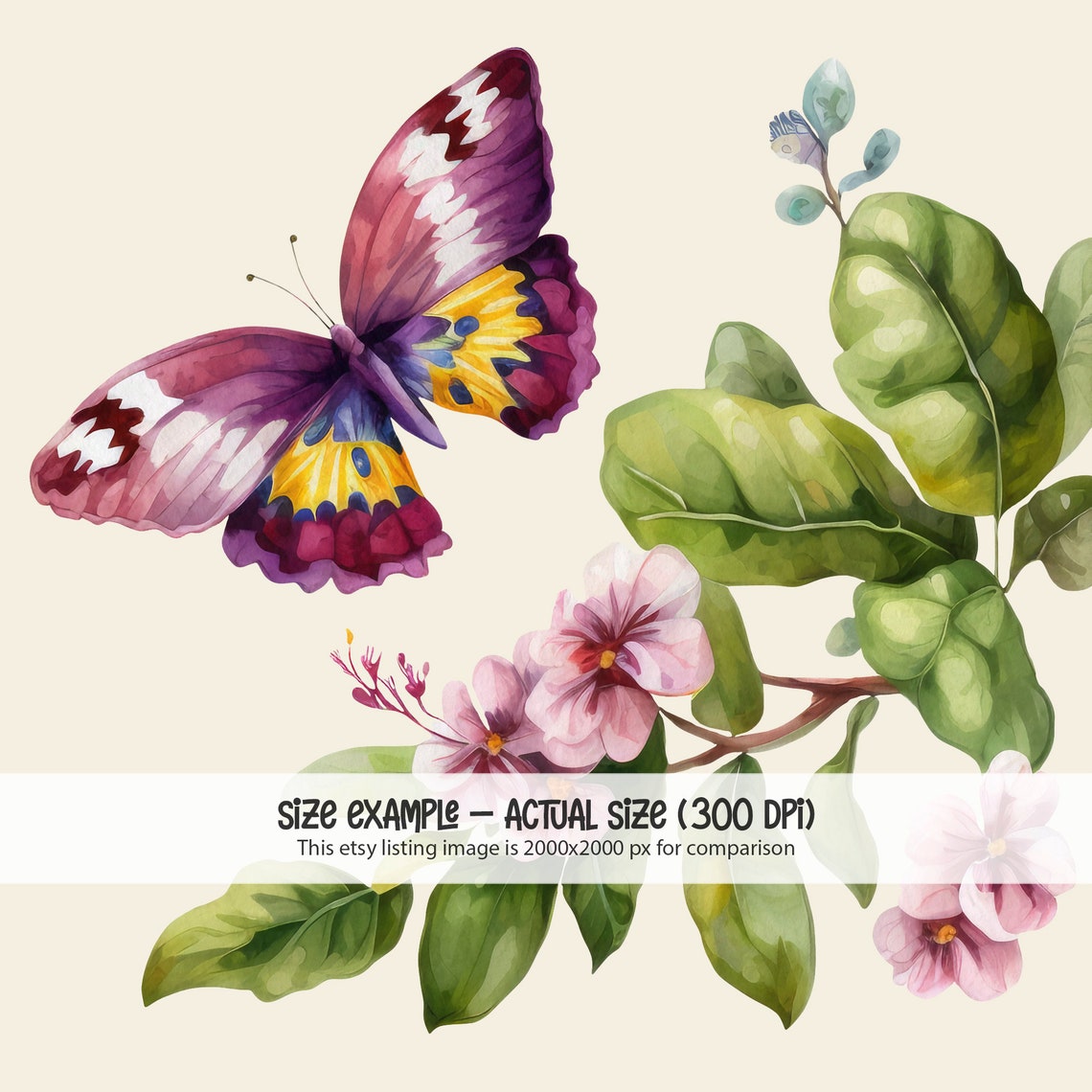 Butterflies Flower Clipart Digital and Printable Clip Art, Instant ...