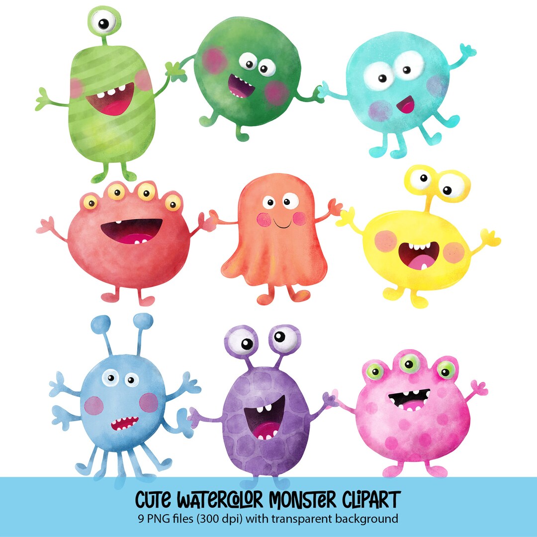 Cute Monster Clipart, Digital and Printable Clip Art, Halloween ...