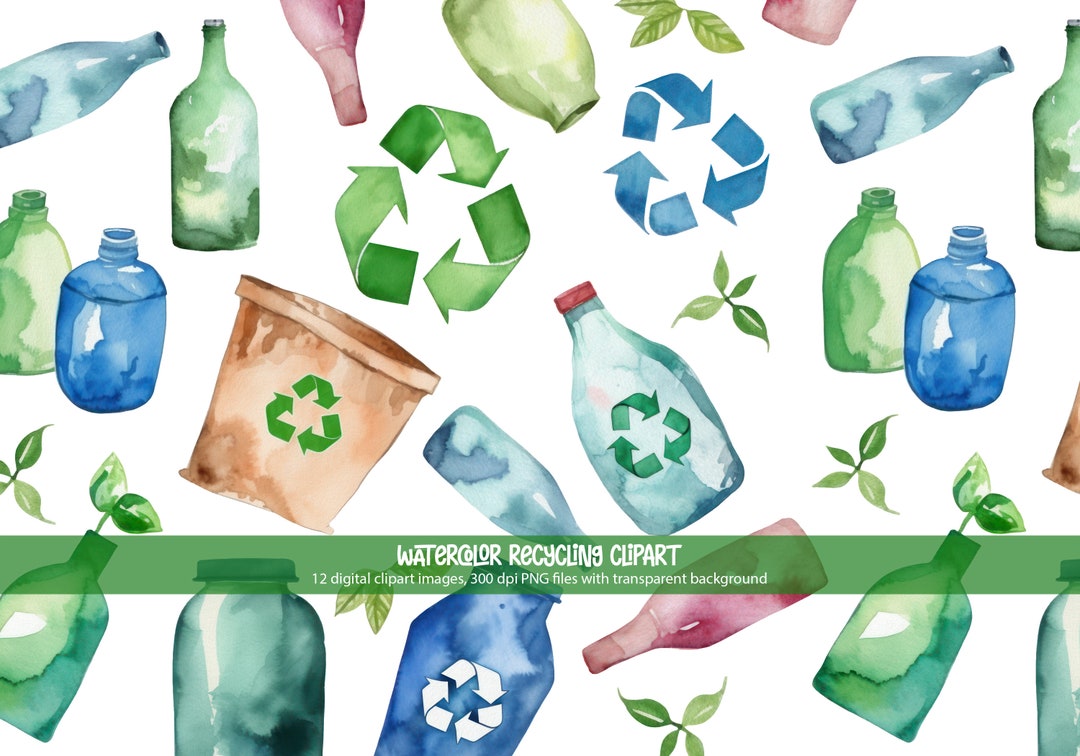 Watercolor Recycling Clipart - Earth Day - Instant Download - Eco ...