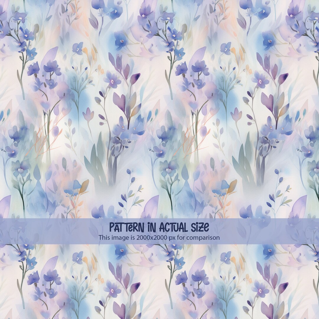 Purple Floral Digital and Printable Paper 12x12, Seamless Pattern File ...