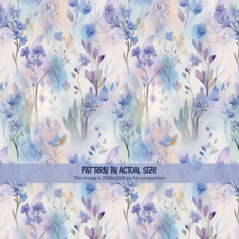Purple Floral Digital and Printable Paper 12x12, Seamless Pattern File ...