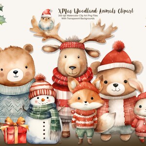 Woodland Christmas Clipart Cute Forest Animal Transparent Png Instant ...