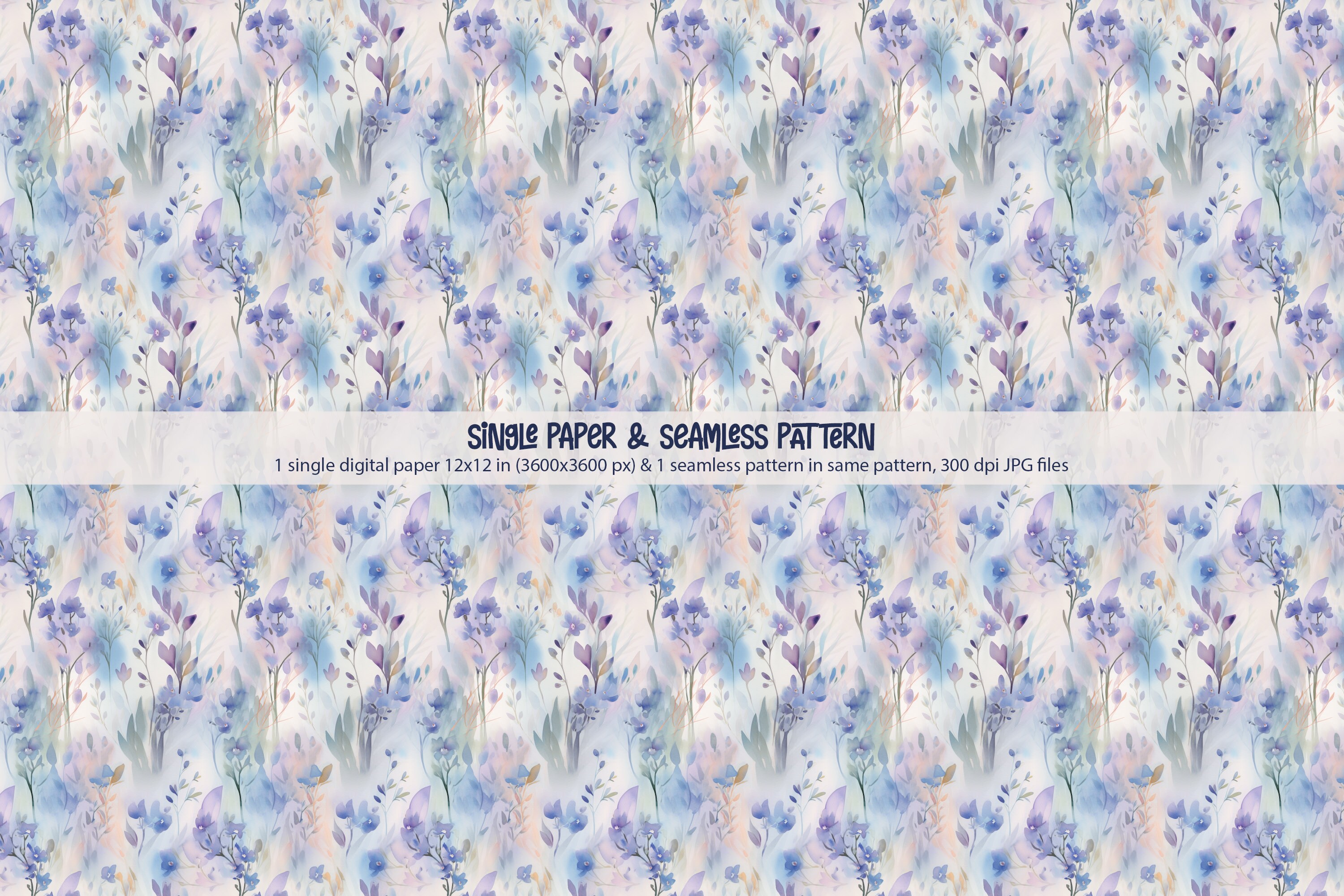 Purple Floral Digital and Printable Paper 12x12, Seamless Pattern File ...