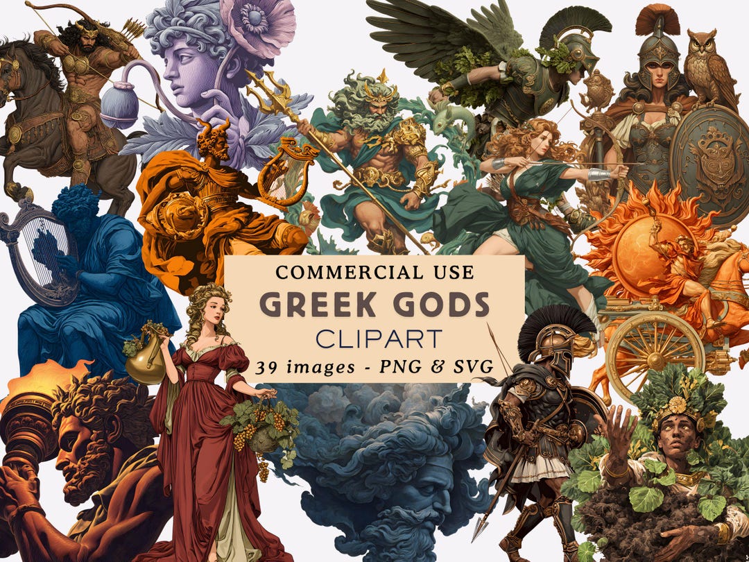 Greek Gods Clipart Bundle Olympian Deities Illustrations Greek ...