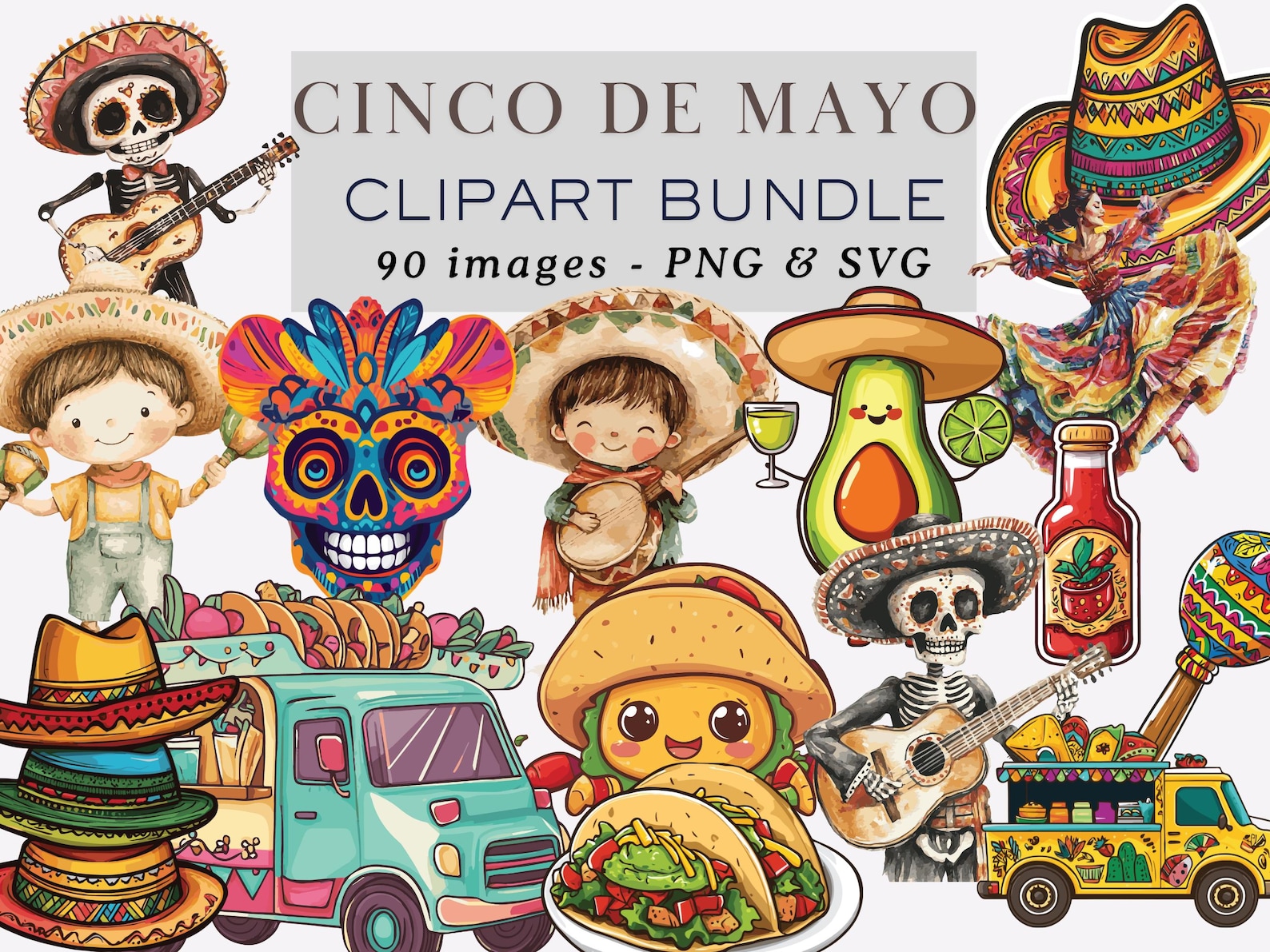 Cinco De Mayo Clipart Bundle Cinco De Mayo Graphics Bundle Cinco De ...