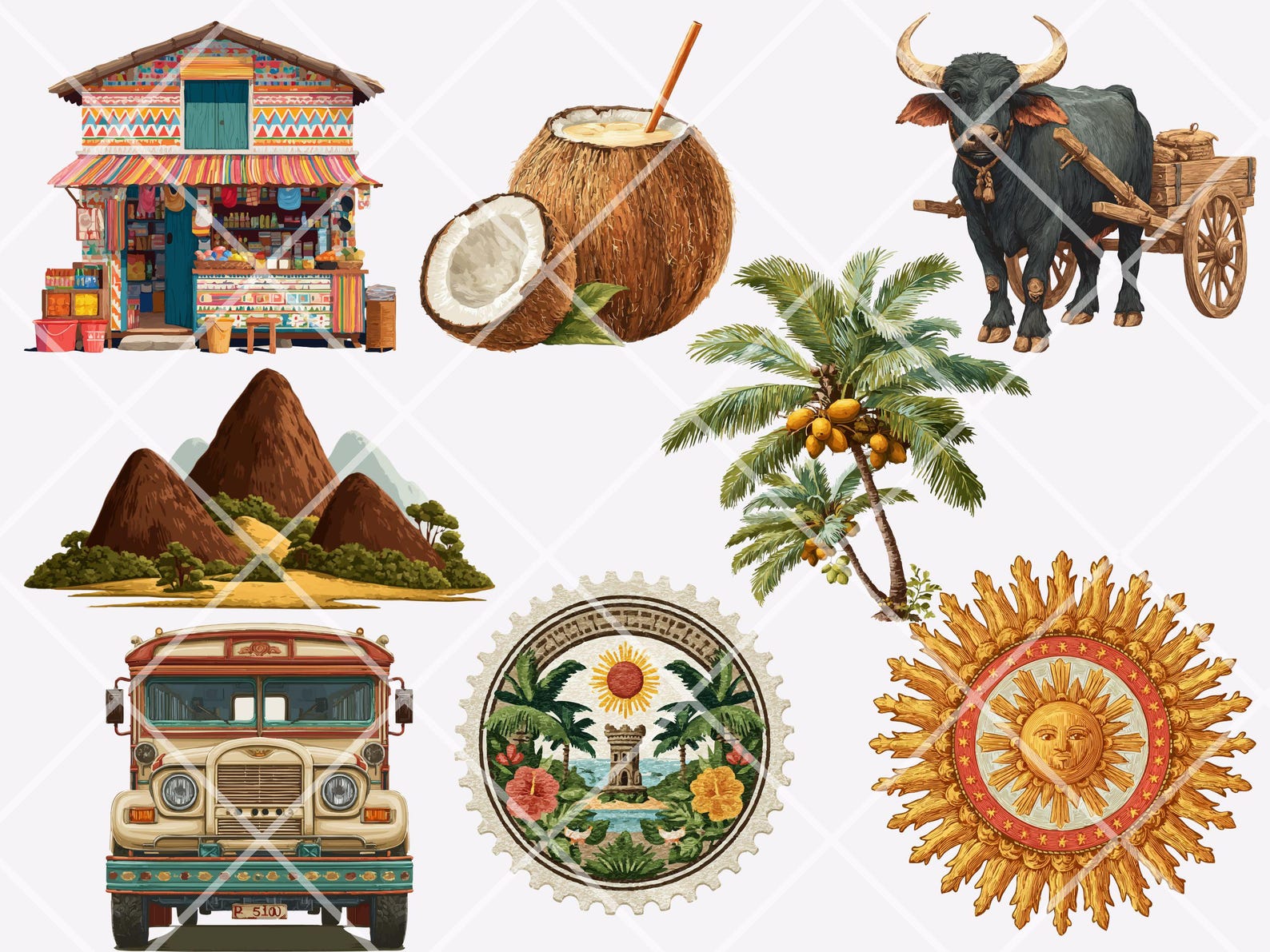 Philippine Icons Clipart Bundle Filipino Landmarks Philippines Travel ...