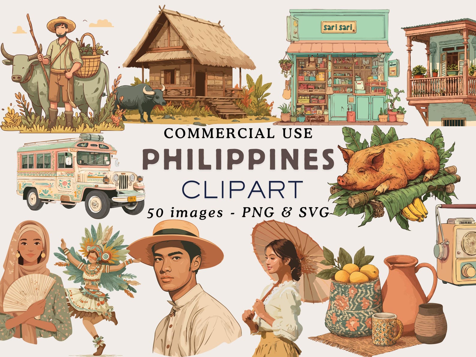 Vintage Philippines Clipart PNG Filipino Fiesta Clipart Philippines PNG ...