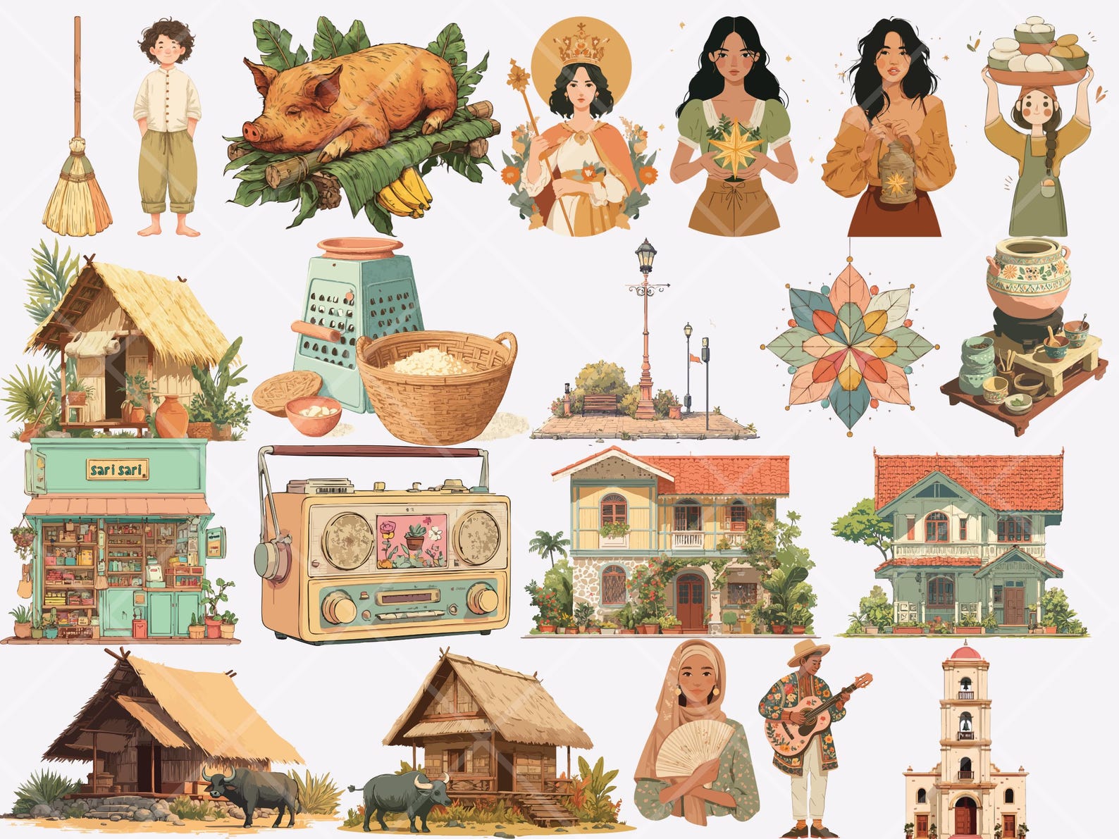 Vintage Philippines Clipart PNG Filipino Fiesta Clipart Philippines PNG ...