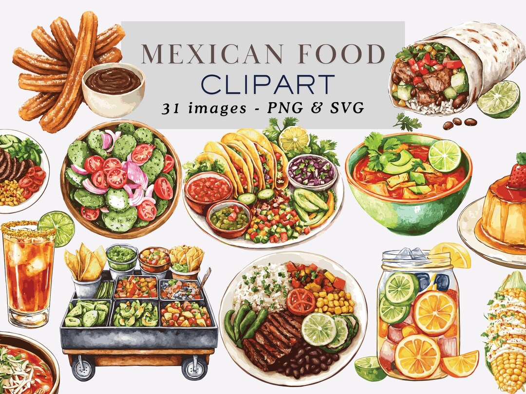 Watercolor Mexican Food Clipart Taco Clipart Mexican Food PNG Mexican ...
