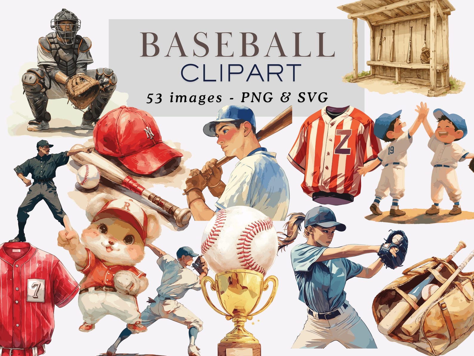 Watercolor Baseball Clipart PNG Sports Clipart Baseball Graphics ...