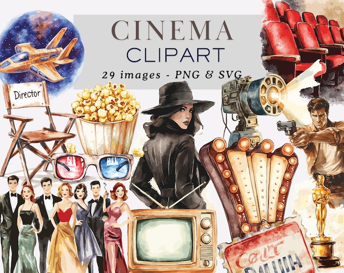 Kawaii MOVIE Clipart, Cinema Graphics, Film Clipart, Commercial Use ...
