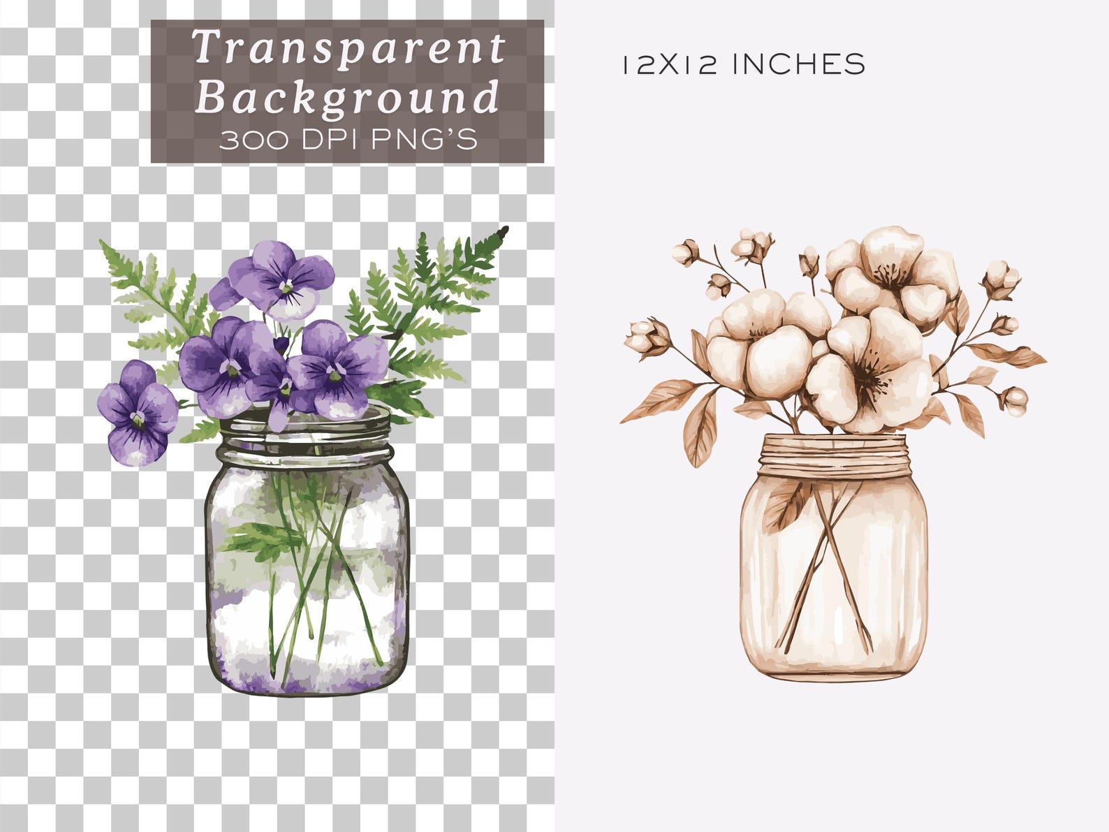 Mason Jar Flowers Clipart Bouquet Clipart Mason Jar With Flowers ...