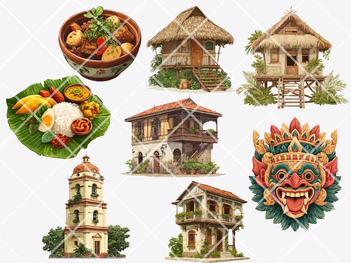Philippine Icons Clipart Bundle Filipino Landmarks Philippines Travel ...