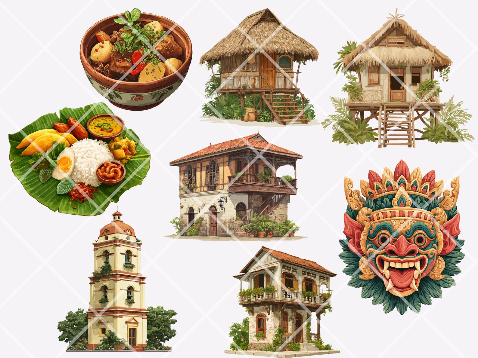 Philippine Icons Clipart Bundle Filipino Landmarks Philippines Travel ...