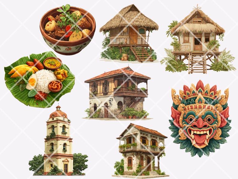 Philippine Icons Clipart Bundle Filipino Landmarks Philippines Travel ...