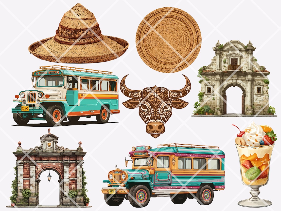 Philippine Icons Clipart Bundle Filipino Landmarks Philippines Travel ...