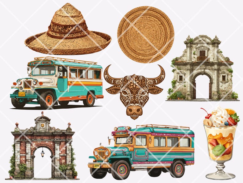 Philippine Icons Clipart Bundle Filipino Landmarks Philippines Travel ...