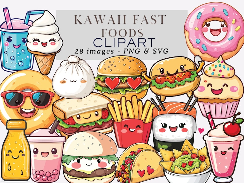 Kawaii Fast Food Clipart Cute Fast Food Clipart Kawaii Fast Food ...
