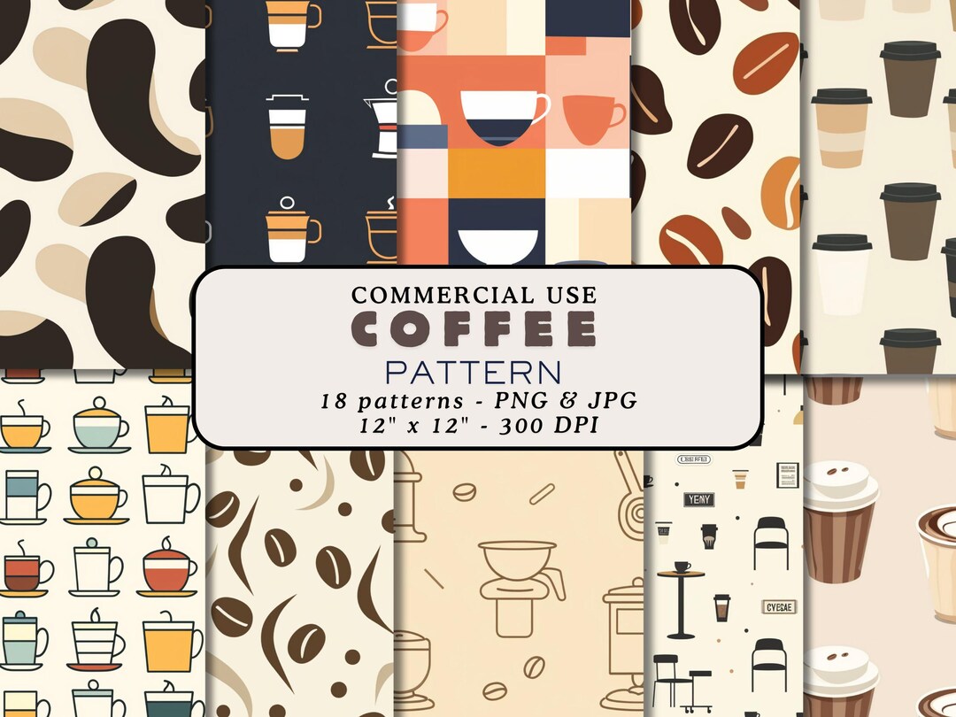 Coffee Seamless Pattern Digital Paper Pack Neutral Coffee Seamless ...
