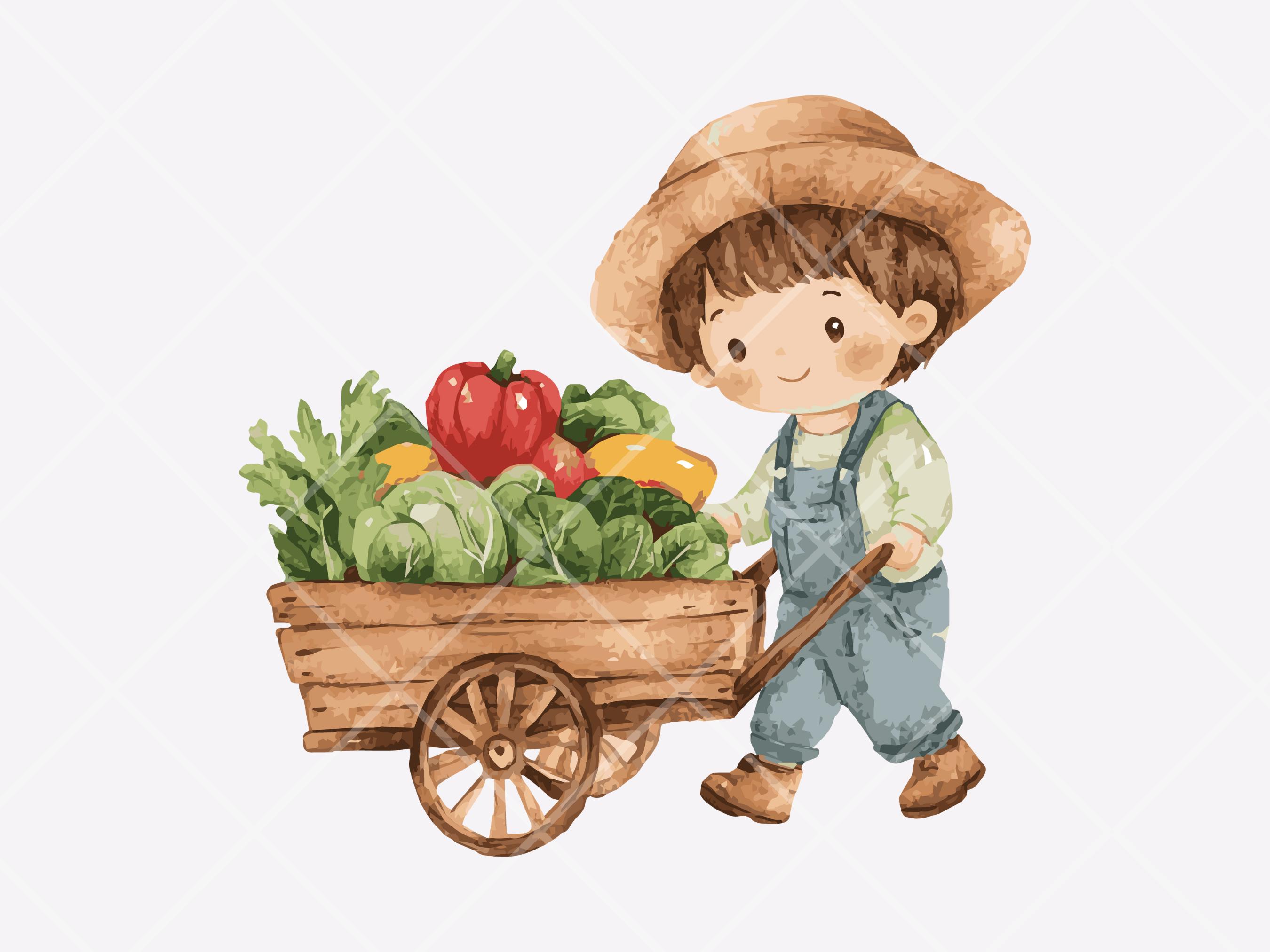Cute Farm Clipart Farm Clipart Farmer Graphics Watercolor Farm Clipart ...